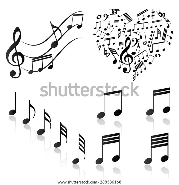 Group Musical Notes On White Background Stock Vector (Royalty Free ...