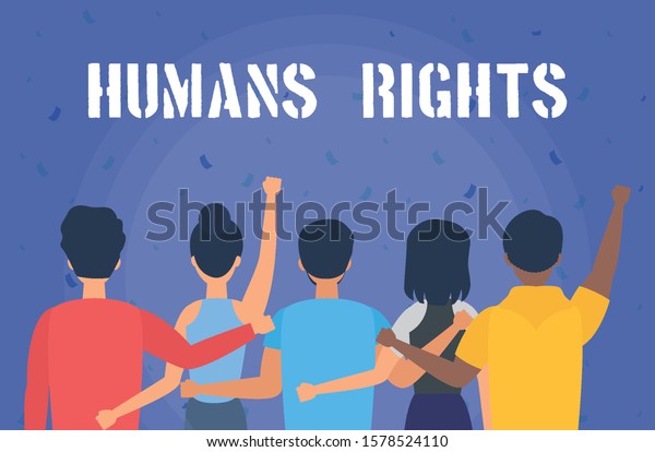 Group People Back Human Rights Label Stock Vector (Royalty Free ...