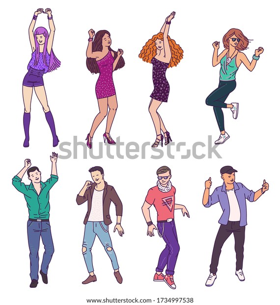 Group People Cartoon Characters Sketch Style Stock Vector (Royalty Free ...