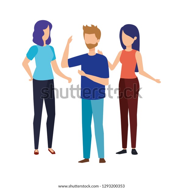 Group People Characters Stock Vector (Royalty Free) 1293200353 ...