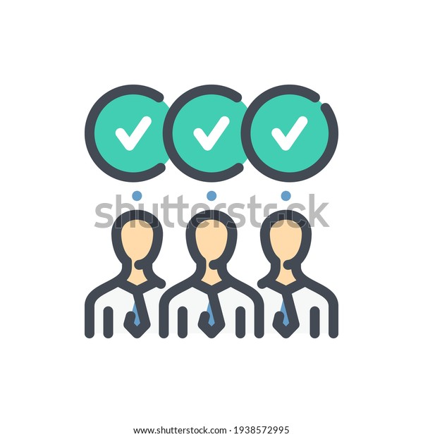 Group People Check Mark Color Line Stock Vector (Royalty Free ...