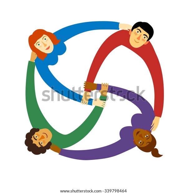 Group People Circle Holding Their Hands Stock Vector (Royalty Free ...