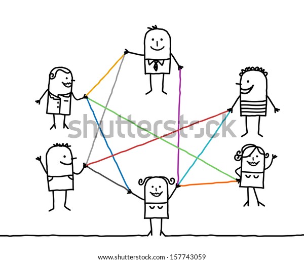 Group People Connected By Color Lines Stock Vector (Royalty Free) 157743059