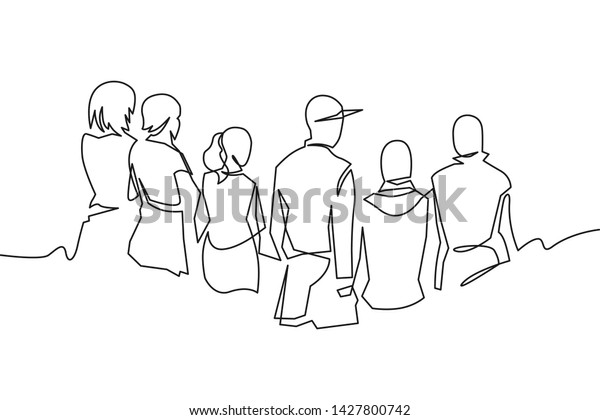 Group People Continuous One Line Vector Stock Vector (Royalty Free ...