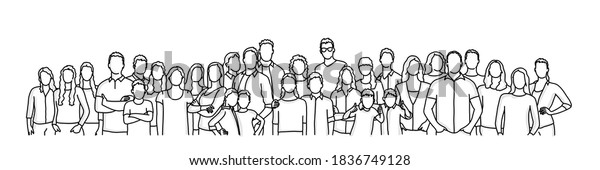 Group People Crowd Hand Drawn Vector Stock Vector (Royalty Free ...