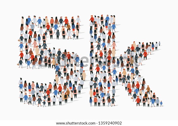 Group People Form 5k Sign Five Stock Vector (Royalty Free) 1359240902 ...