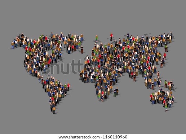 Group People Form World Map Globalization Stock Vector (Royalty Free ...