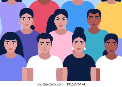 Group People Gathering Together Vector Illustration Stock Vector ...