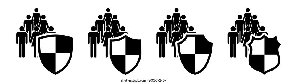 Group People Icon Behind Shield Different Stock Vector (Royalty Free ...