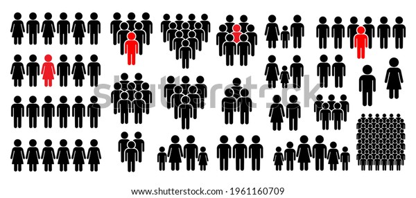 Group People Icon Set Crowd Row Stock Vector (Royalty Free) 1961160709 ...
