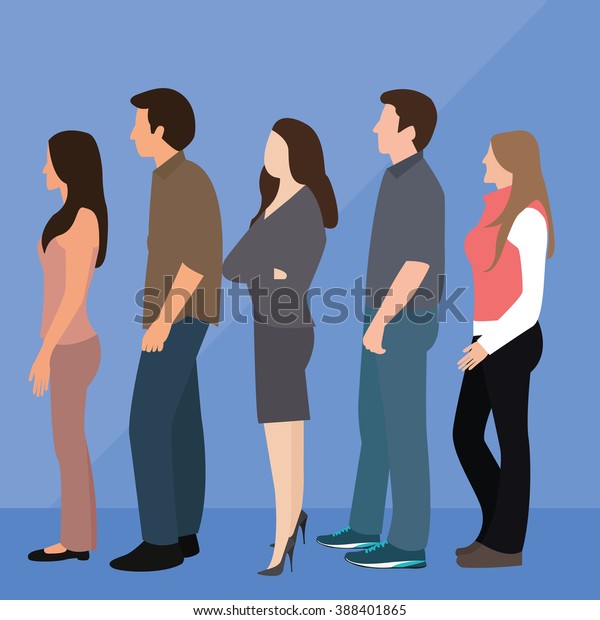 groupe de personnes homme file d'attente : image vectorielle de stock ...