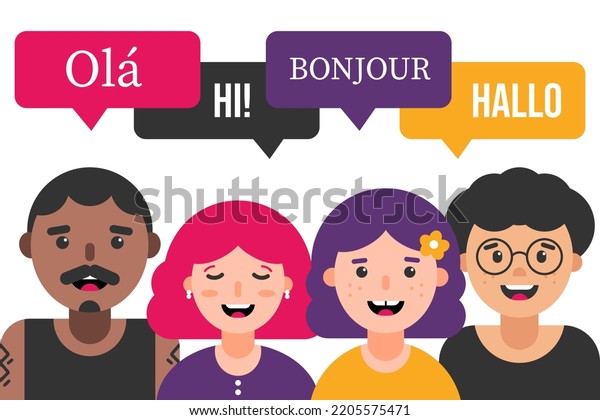 Group People Saying Hello Different Languages Stock Vector (Royalty ...