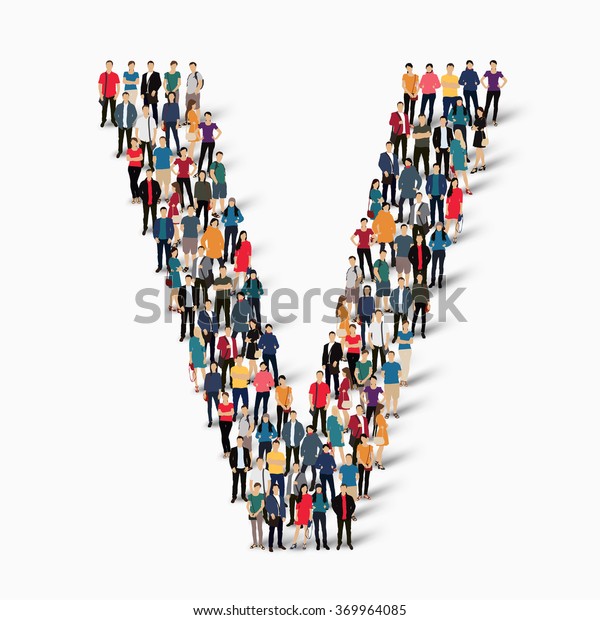 Group People Shape Letter V Vector Stock Vector (Royalty Free ...