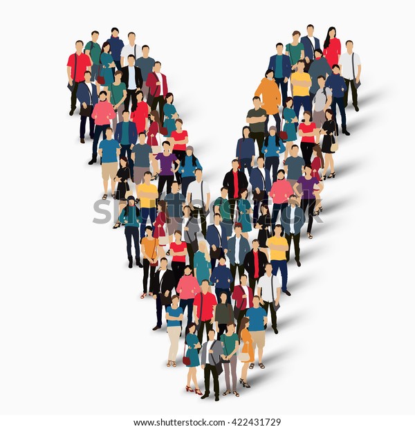 Group People Shape Letter V Vector Stock Vector (Royalty Free) 422431729