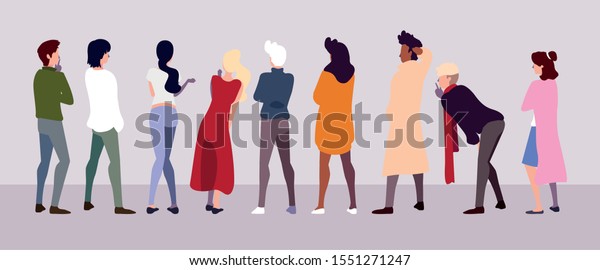 Group People Standing Different Poses Vector 库存矢量图（免版税）1551271247 ...