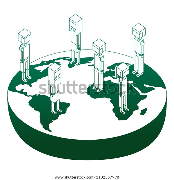 Group People Standing On World Map Stock Vector (Royalty Free ...