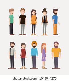 Group Working People Standing Characters Different Stock Vector ...