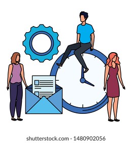 Group People Time Clock Characters Stock Vector (Royalty Free ...