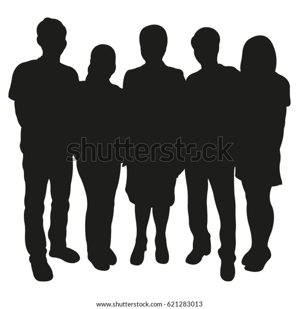 Group People Vector Silhouette Stock Vector (Royalty Free) 621283013