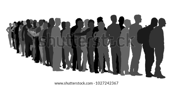 Group People Waiting Line Vector Silhouette Stock Vector (Royalty Free ...