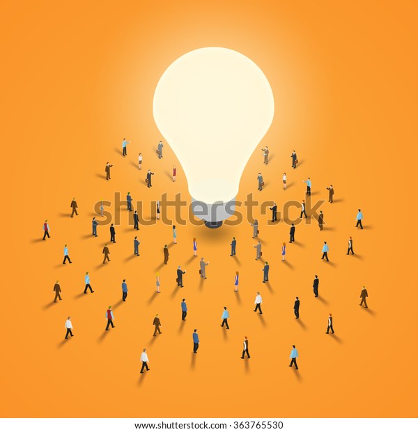 Group People Walking Light Bulb S Stock Vector (Royalty Free) 363765530