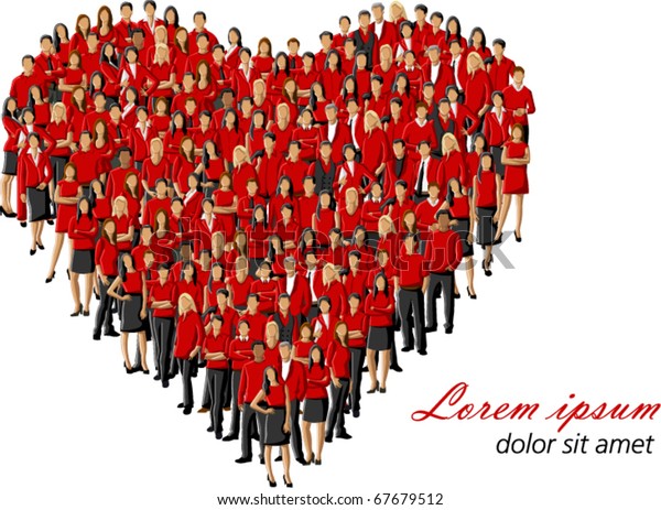 Group People Wearing Red Clothes Forming Stock Vector (Royalty Free ...