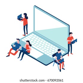 Free Stock Photo of Group of People Sitting Around a Laptop Computer ...