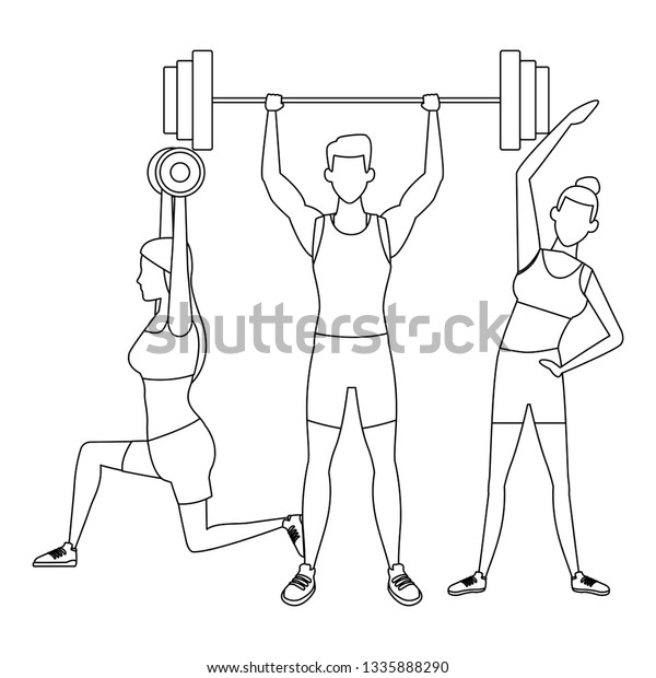 Group People Working Out Stock Vector (Royalty Free) 1335888290
