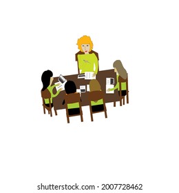 Group Peoplesupervisor Office Worker Sitting Around Stock Vector ...