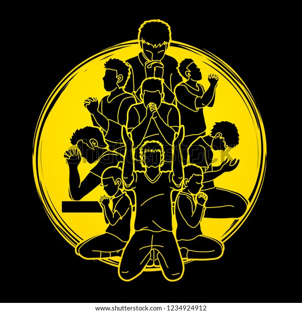 Group Prayer Christian Praying Together Cartoon Stock Vector (Royalty ...