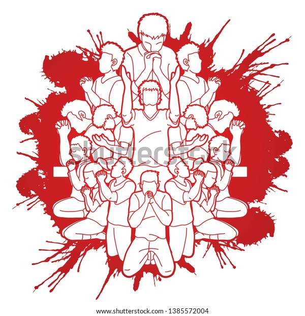 Group Prayer Christian Praying Together Cartoon Stock Vector (Royalty ...