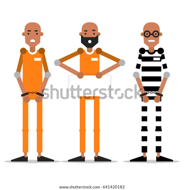 Group Prison Inmates Different Uniforms Vector Stock Vector (Royalty ...