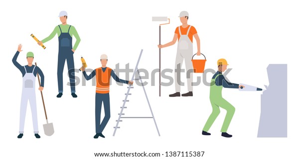 Group Renovation Workers Uniform Set Male Stock Vector (Royalty Free ...