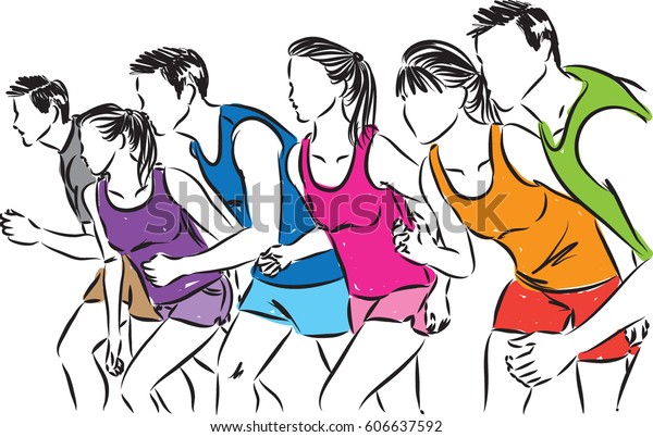 Group Runners Illustration Stock Vector (Royalty Free) 606637592 ...