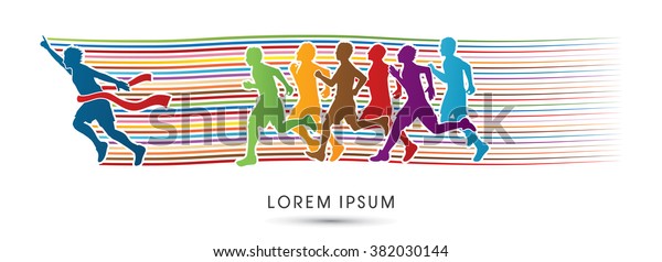 Group Runners Winner Designed On Line Stock Vector (Royalty Free) 382030144