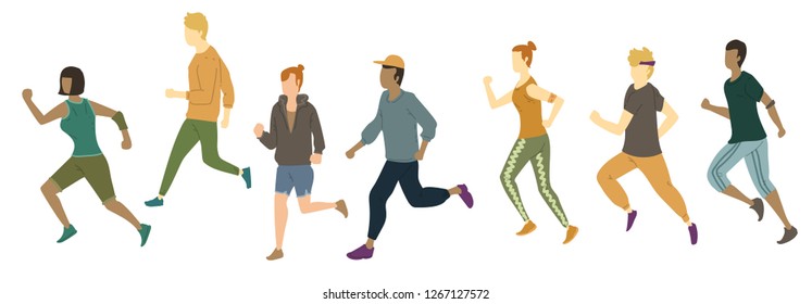 Group Running People Vector Illustration Flat Stock Vector (Royalty ...