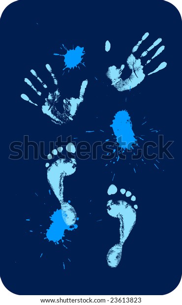 Group Several Prints Footprint Hand Print Stock Vector (Royalty Free ...