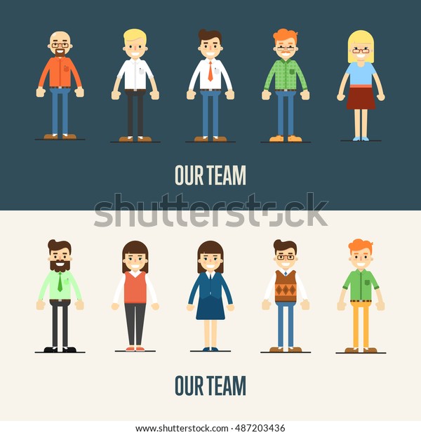 Group Smiling Cartoon People Standing On Stock Vector (Royalty Free ...