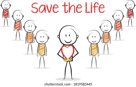 Group Stickman Standing Together Message Save Stock Vector (Royalty ...