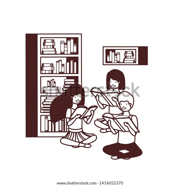 Group Student Reading Book Stock Vector (Royalty Free) 1416052370 ...