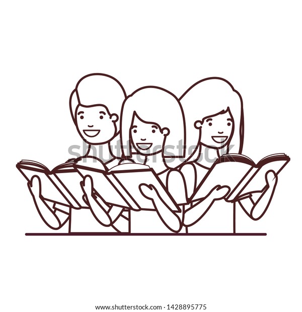 Group Student Reading Book Hands Stock Vector (Royalty Free) 1428895775 ...
