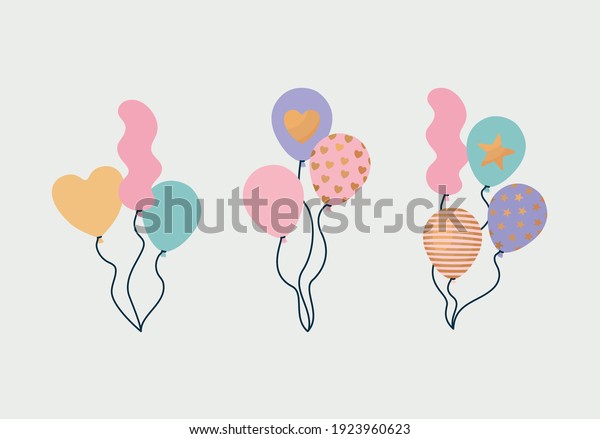 Group Three Birthday Balloons Vector Illustration Stock Vector (Royalty ...