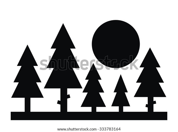Group Trees Black Vector Silhouette Stock Vector (Royalty Free ...