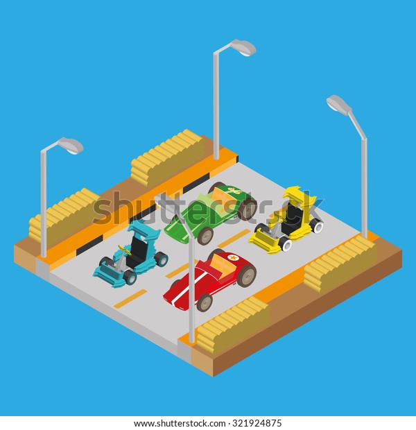 Group Vehicles On Road On Blue Stock Vector (Royalty Free) 321924875 ...