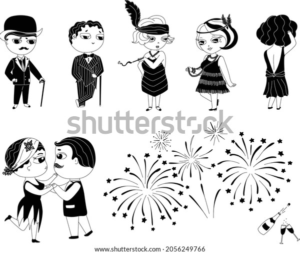 Group Vintage Characters Stock Vector (Royalty Free) 2056249766 ...