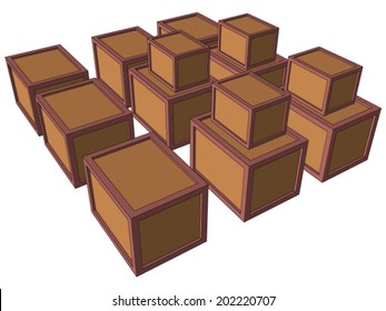 Group Wooden Boxes Stock Vector (Royalty Free) 202220707 | Shutterstock