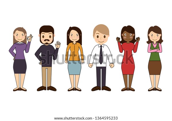 Group Working People Standing Characters Different Stock Vector ...
