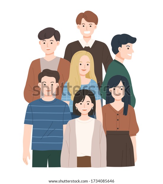 Group Young People Flat Cartoon Characters Stock Vector (Royalty Free ...