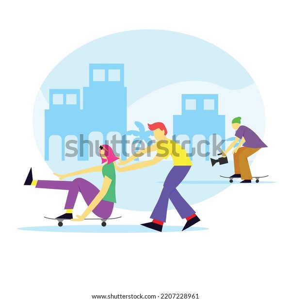 Group Young People Having Fun By Stock Vector (Royalty Free) 2207228961 ...