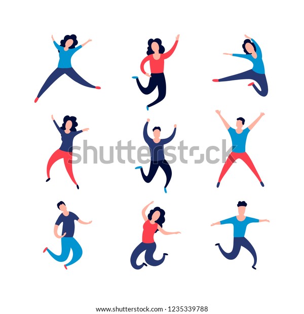 Group Young People Jumping Isolated On Stock Vector (Royalty Free ...